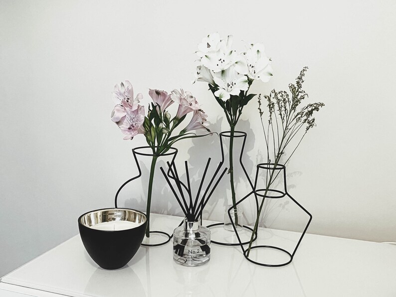 Black Wire Framed Vase Outline Vase Line Vase Art Decor | Etsy