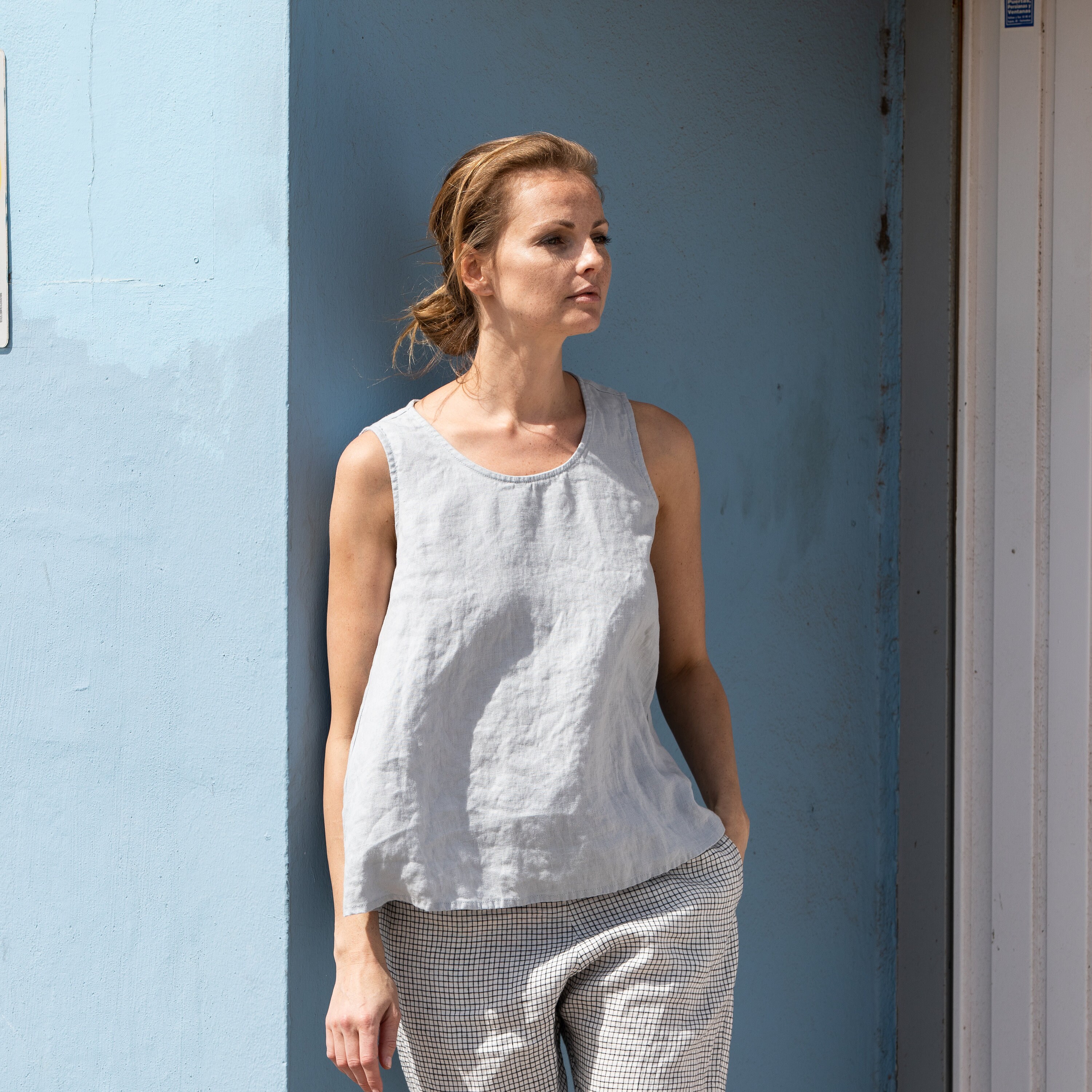 Linen Swing Top PRAGUE / in Round Neck / Swing Linen Tank Top | Etsy Canada