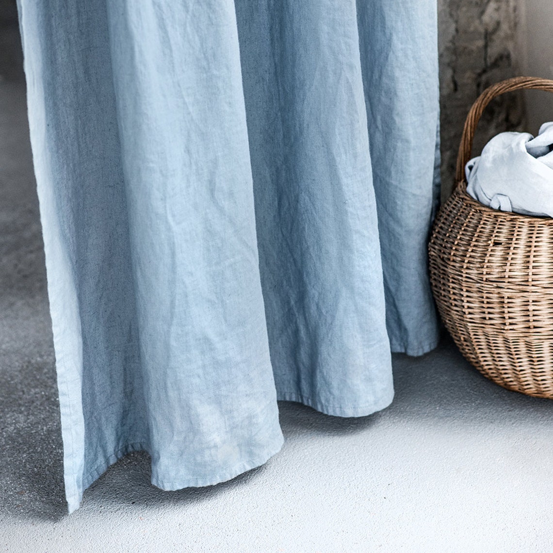 Linen CURTAIN 1 Panel in Swedish Blue / Washed Linen - Etsy