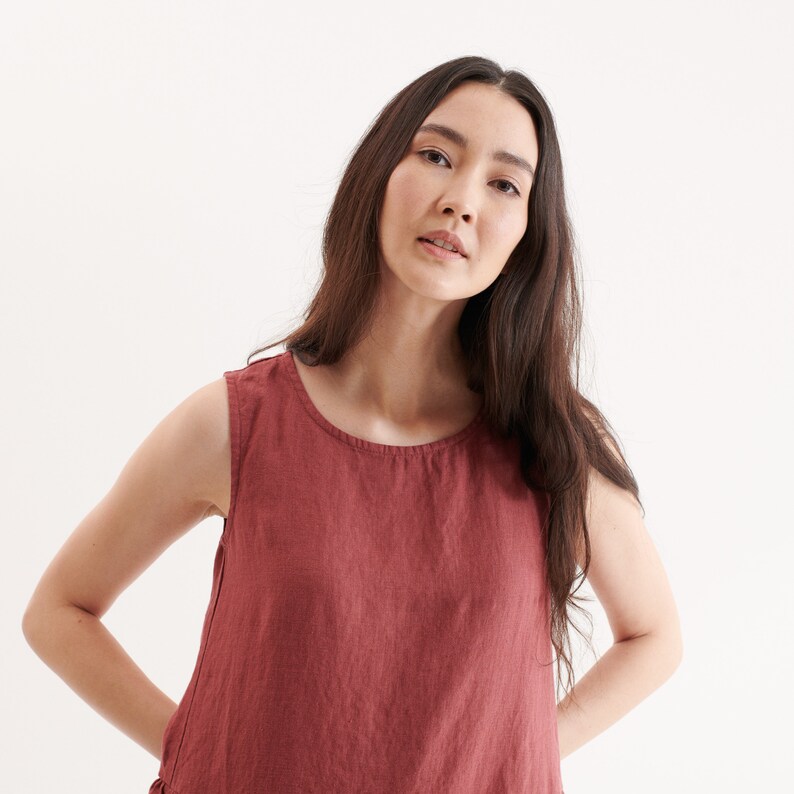 Smock Linen Dress In Maxi Length Loose Linen Sleeveless Etsy Canada