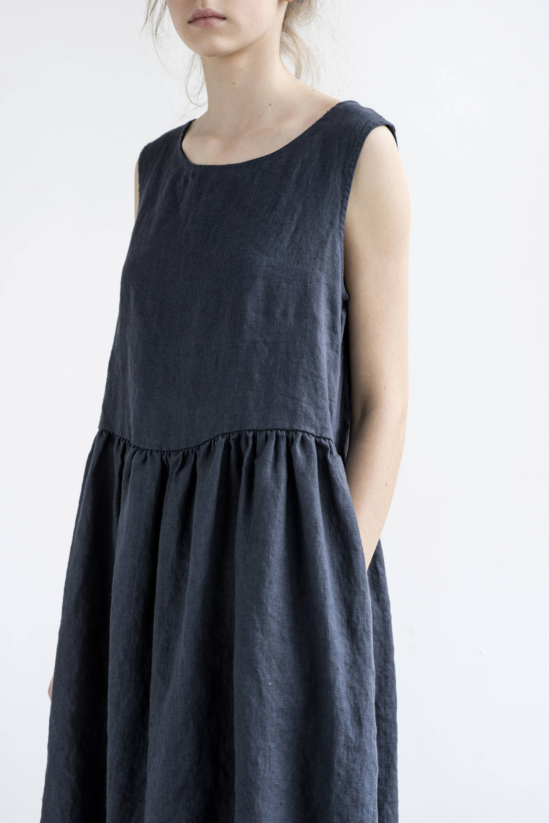Smock Linen Dress In Maxi Length Maxi Washed Linen Summer Etsy