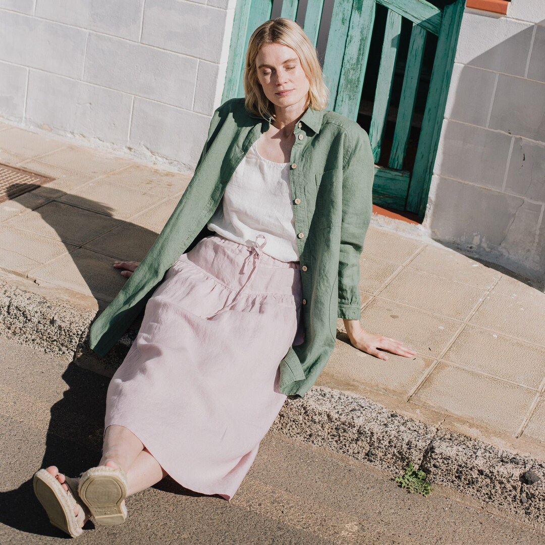 Oversize Linen Shirt LIVORNO-2 / Linen Collared Shirt / Summer Shirt ...