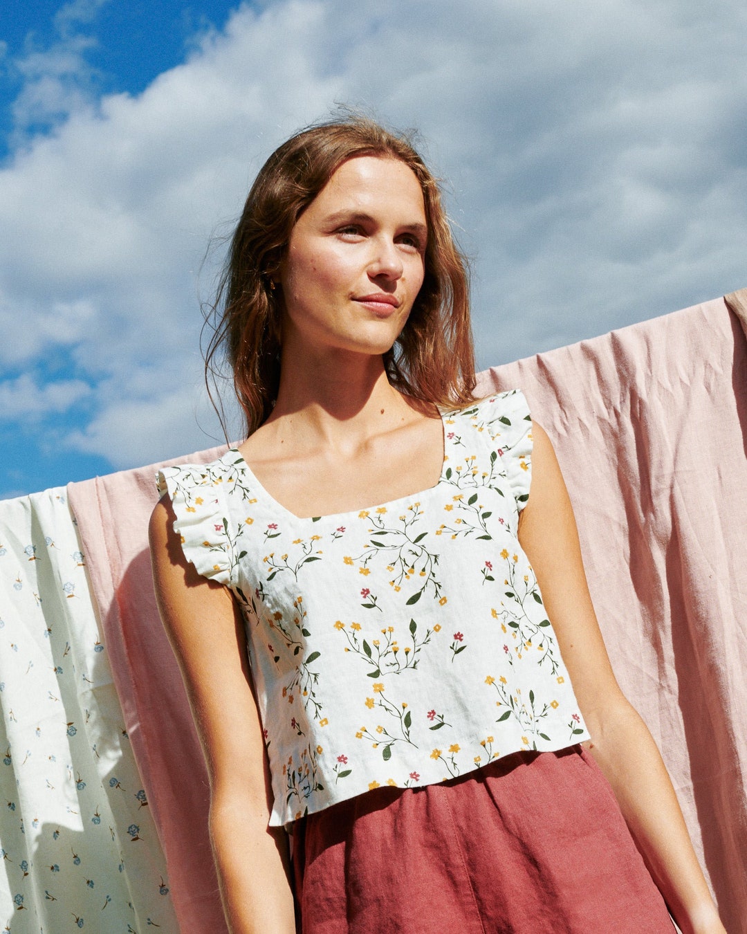 Linen Crop Top Ruse Linen Top Crop Top Cropped Top Etsy