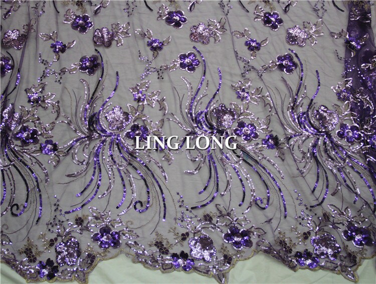 Delicate Purple Embroidery Sequins Blossom Bridal Cheongsam Fishtail ...