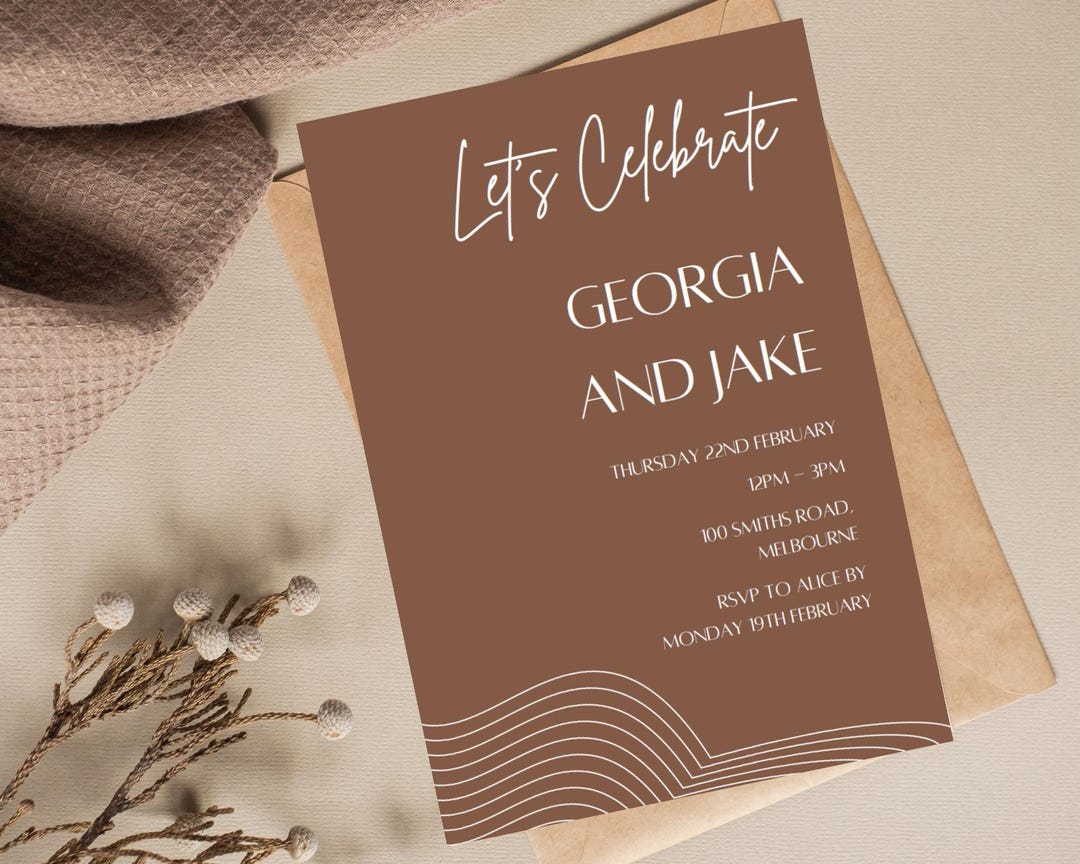 MOCHA MOUSSE, A5 Event Invitation Customisable Invite, Instant Download ...