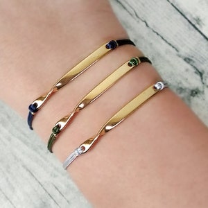 Gold Twisted Bar Bracelet, Friendship Bracelet, Thin Cord Bar Bracelet ...