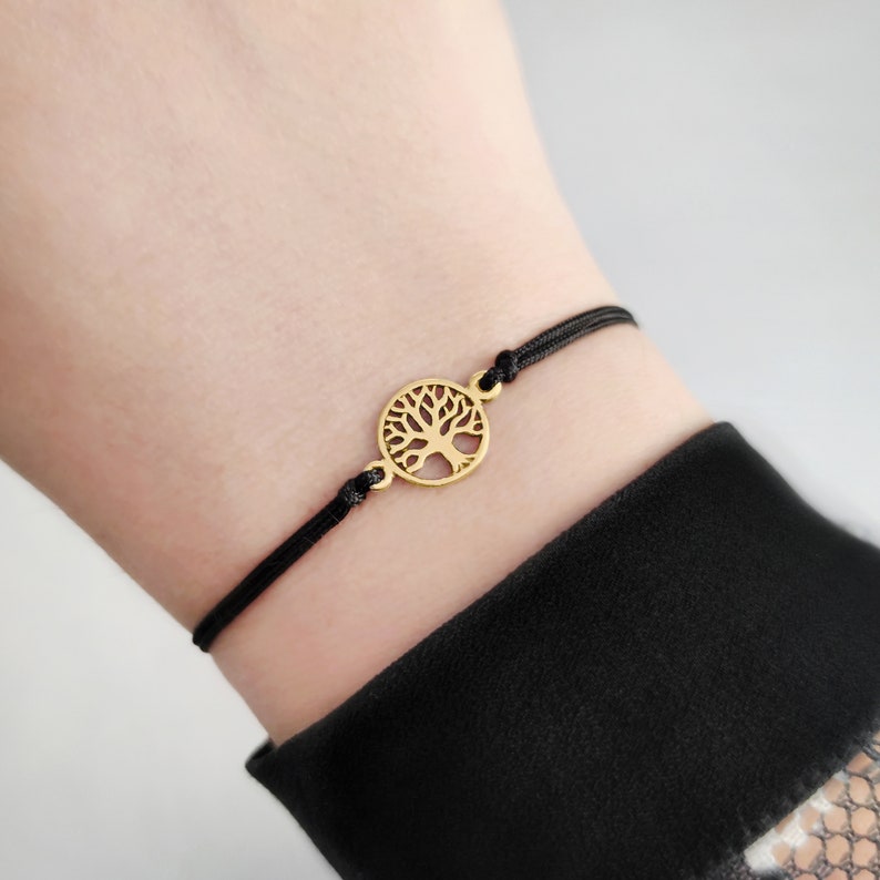 Gold Sterling Silver Tree of Life Bracelet Tree of Life Cord - Etsy