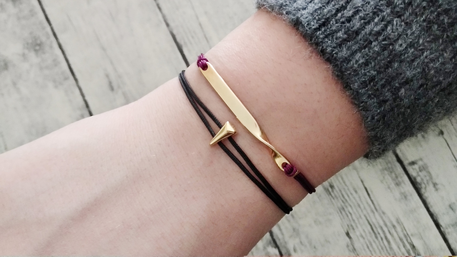 Gold Triangle Friendship Bracelet Tiny Triangle Cord | Etsy