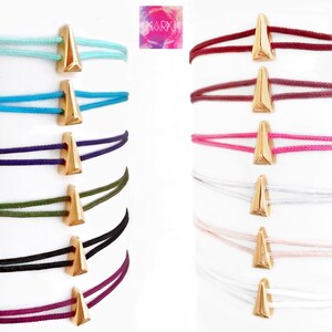 Gold Triangle Friendship Bracelet, Tiny Triangle Cord Bracelet, Simple ...