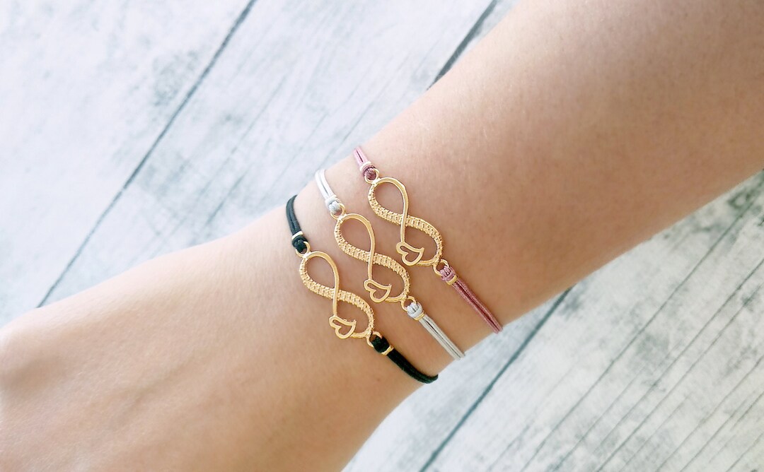 Infinity Heart Bracelet, Infinity Friendship Bracelet, Adjustable Cord ...