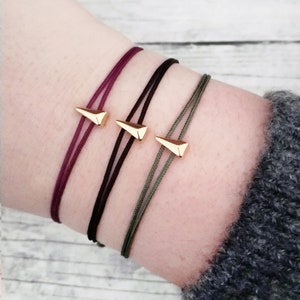 Gold Triangle Friendship Bracelet, Tiny Triangle Cord Bracelet, Simple ...