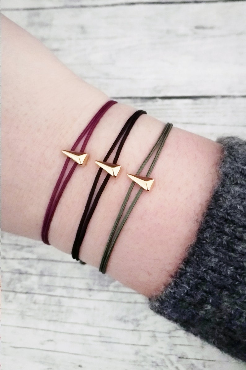 Gold Triangle Friendship Bracelet Tiny Triangle Cord | Etsy