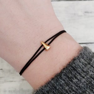 Gold Triangle Friendship Bracelet, Tiny Triangle Cord Bracelet, Simple ...