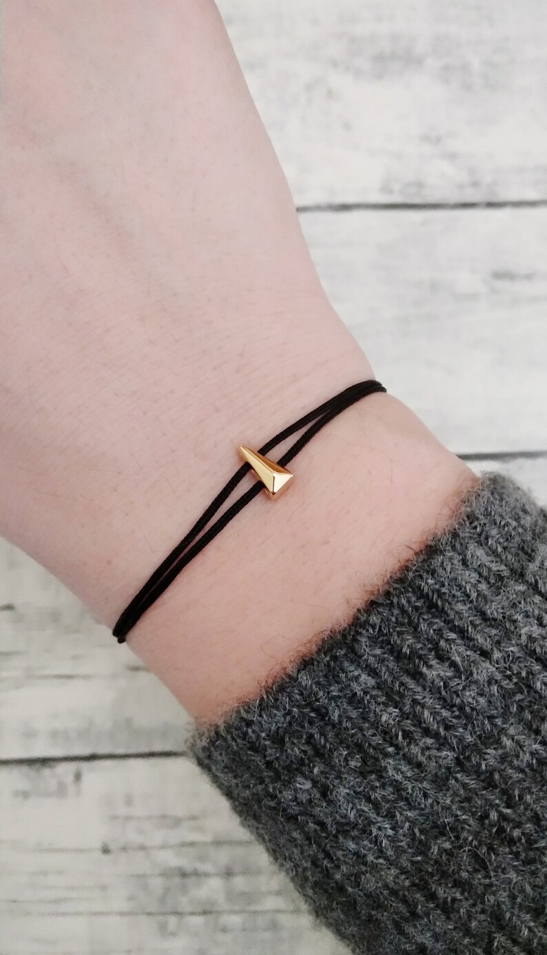 Gold Triangle Friendship Bracelet Tiny Triangle Cord | Etsy