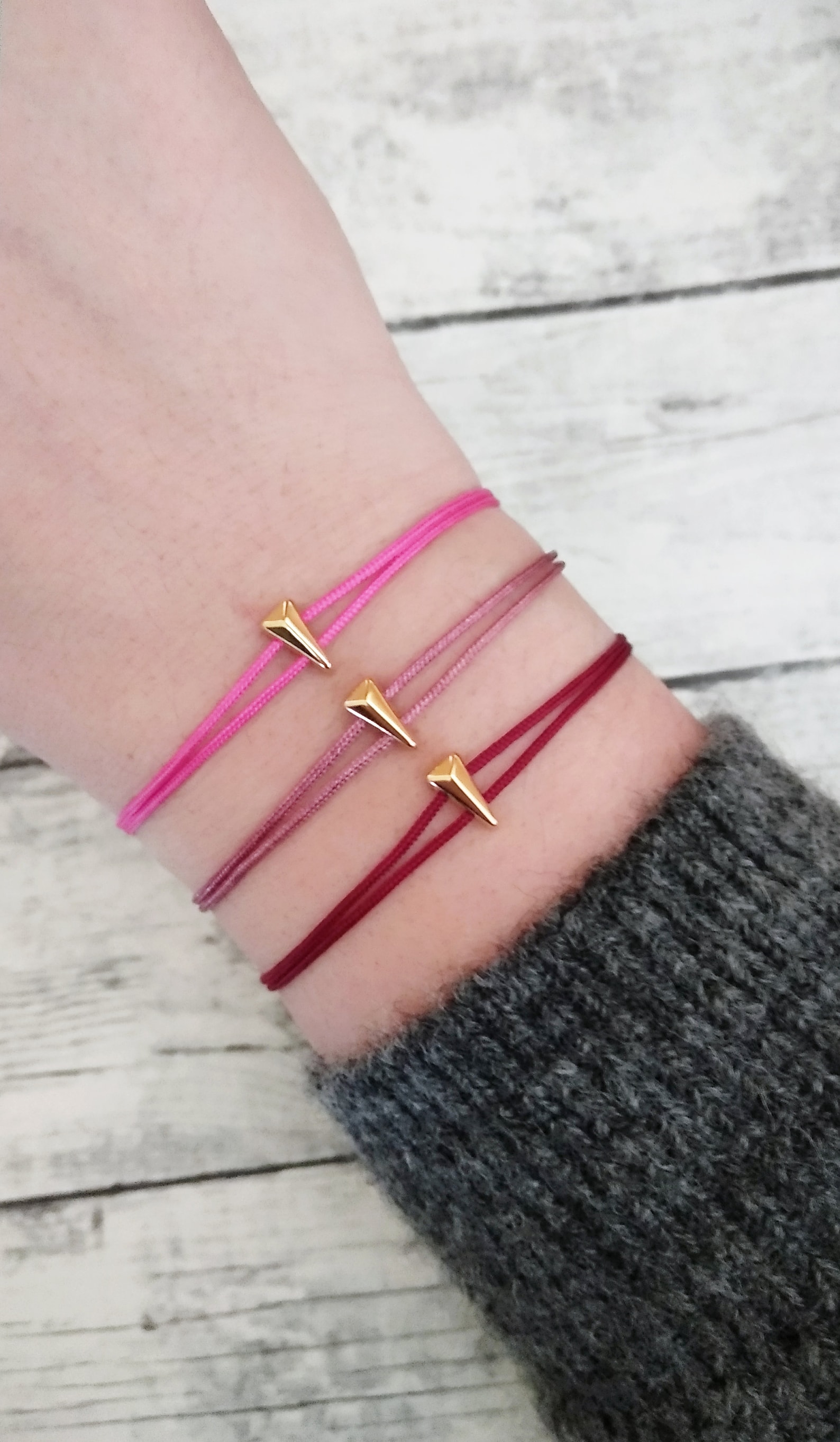 Gold Triangle Friendship Bracelet Tiny Triangle Cord | Etsy