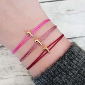 Gold Triangle Friendship Bracelet, Tiny Triangle Cord Bracelet, Simple ...