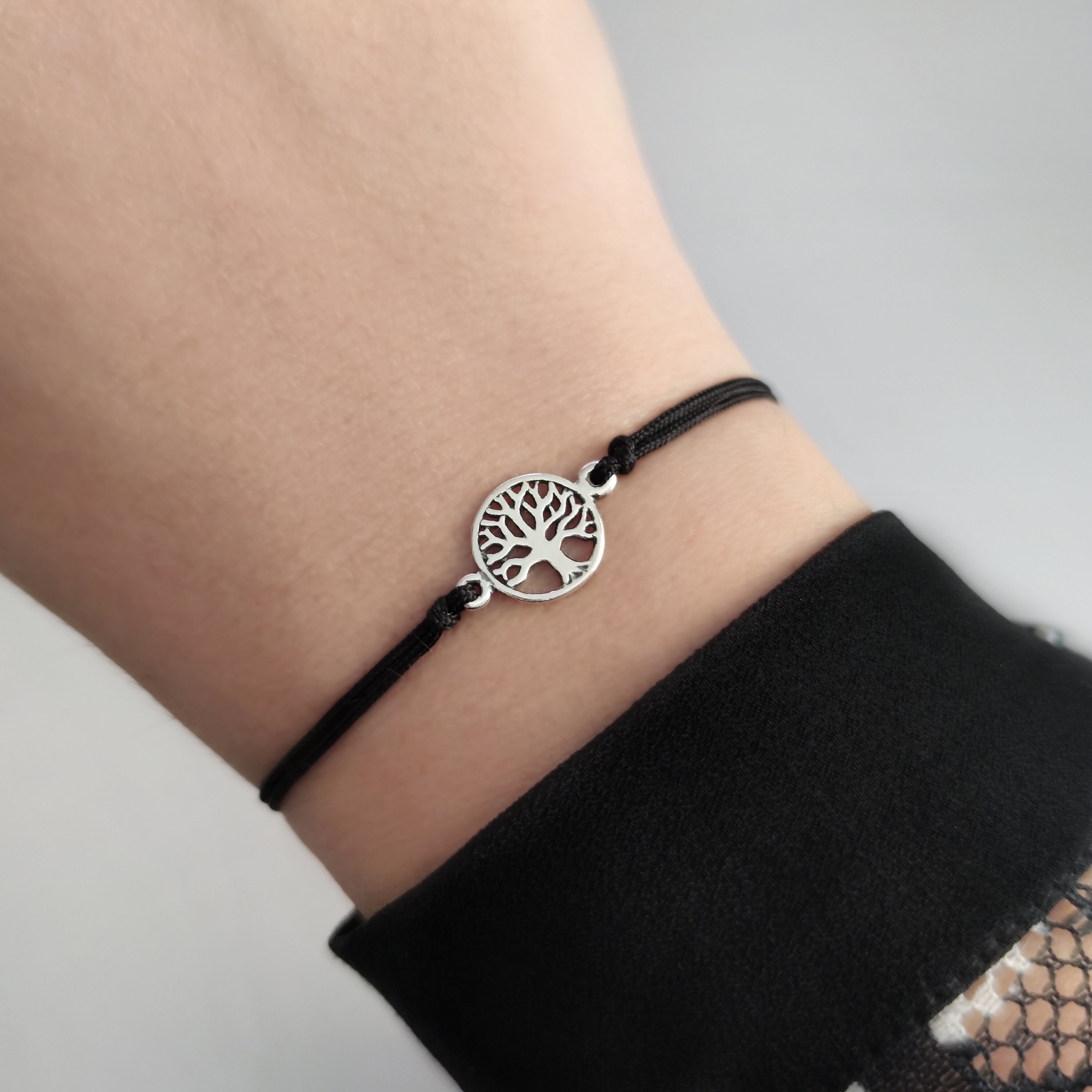 925 Sterling Silver Tree of Life Bracelet, Tree of Life Cord String ...