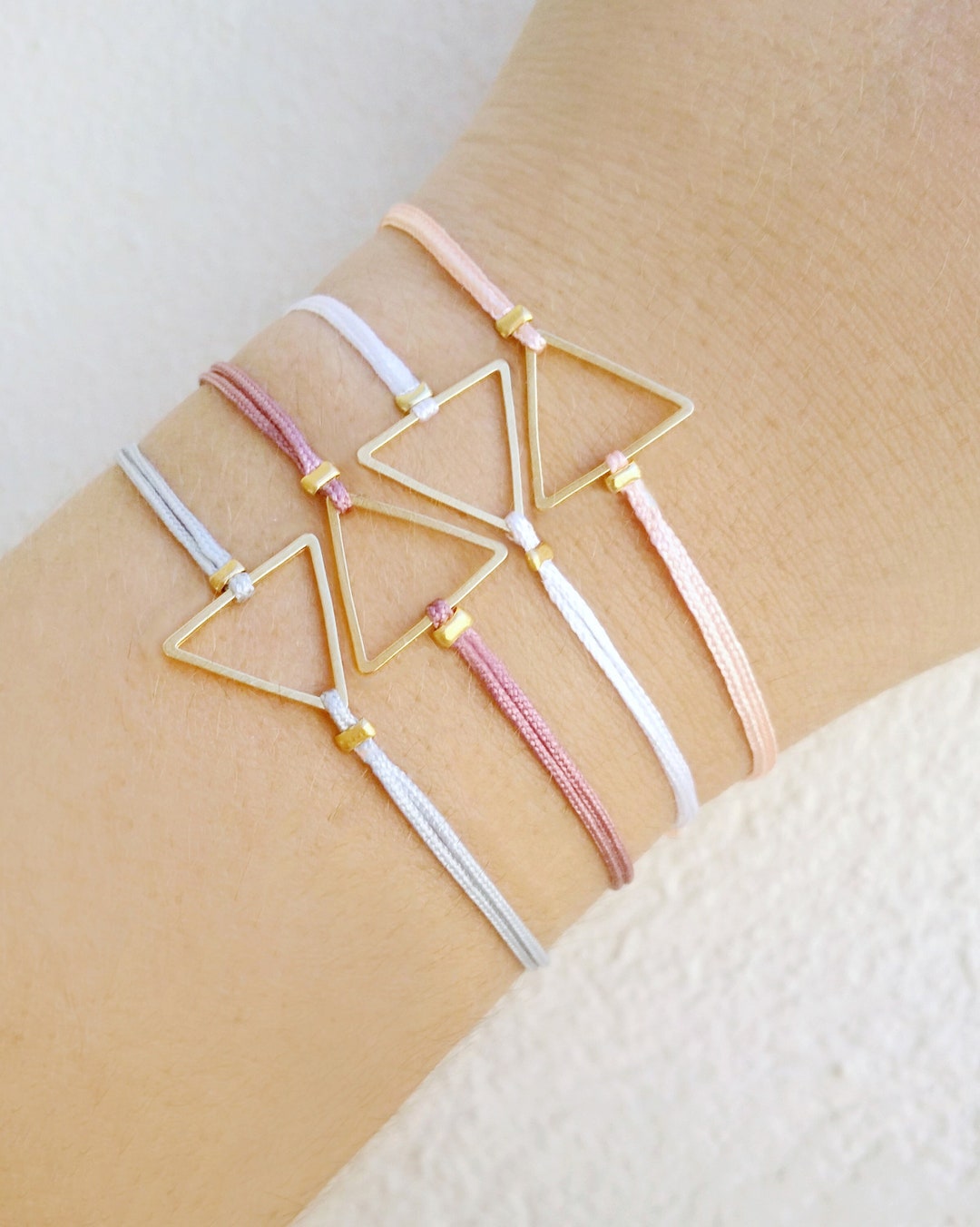 Gold Triangle Friendship Bracelet, Triangle Cord Bracelet, Simple ...