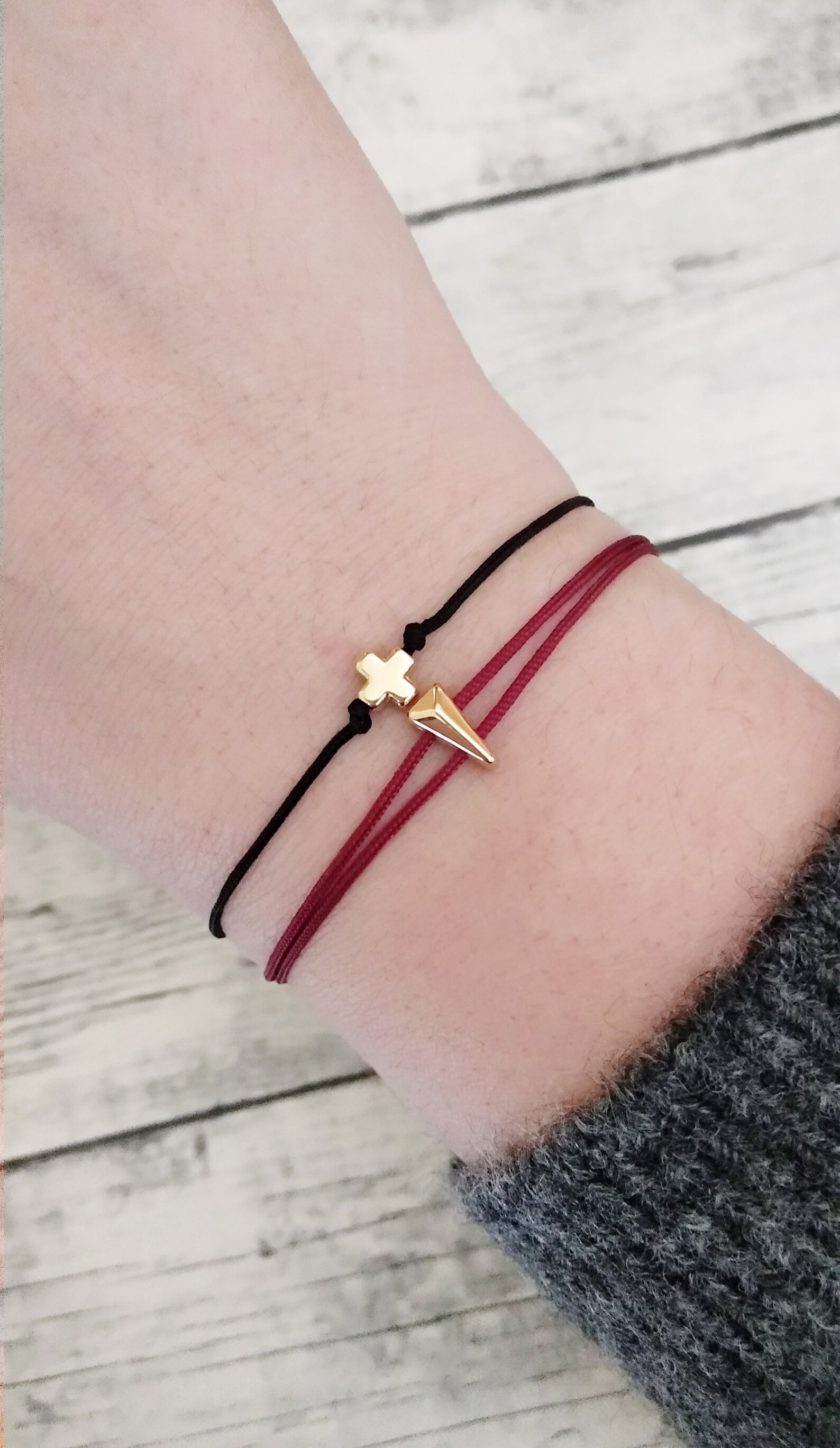 Gold Triangle Friendship Bracelet Tiny Triangle Cord | Etsy