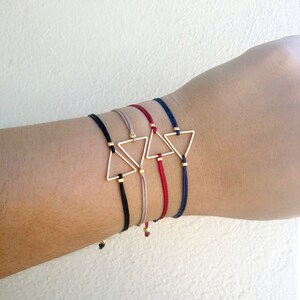 Gold Triangle Friendship Bracelet, Triangle Cord Bracelet, Simple ...