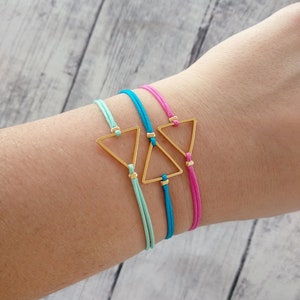 Gold Triangle Friendship Bracelet, Triangle Cord Bracelet, Simple ...