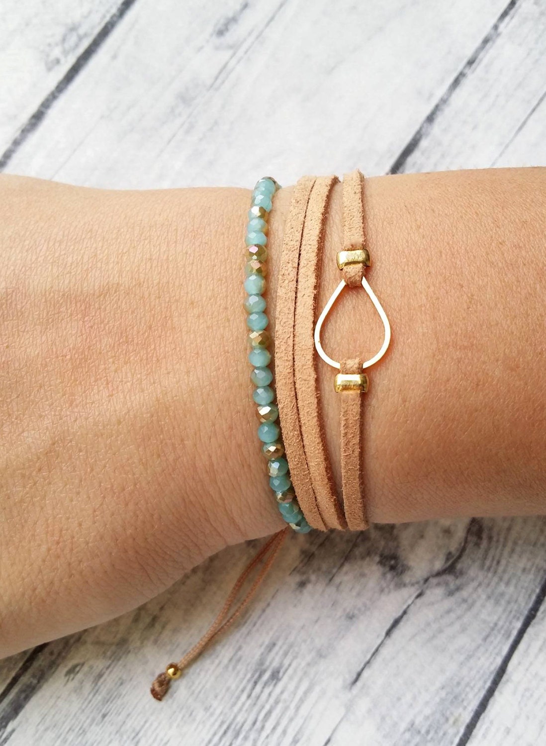 Wrap Bracelet Friendship Bracelet Set Beaded Bracelet Suede - Etsy