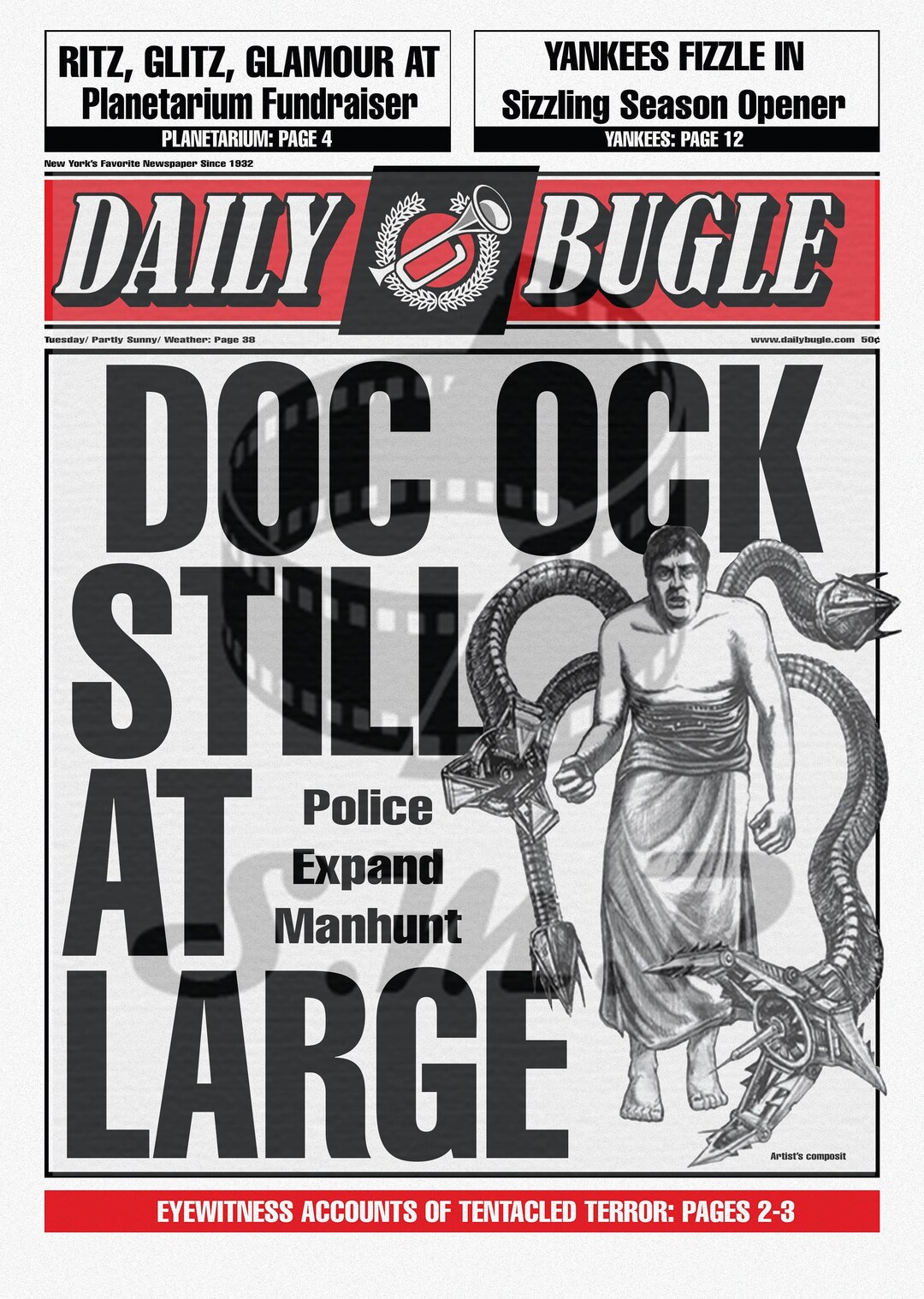 First Page Daily Bugle Spiderman doc Ock - Etsy