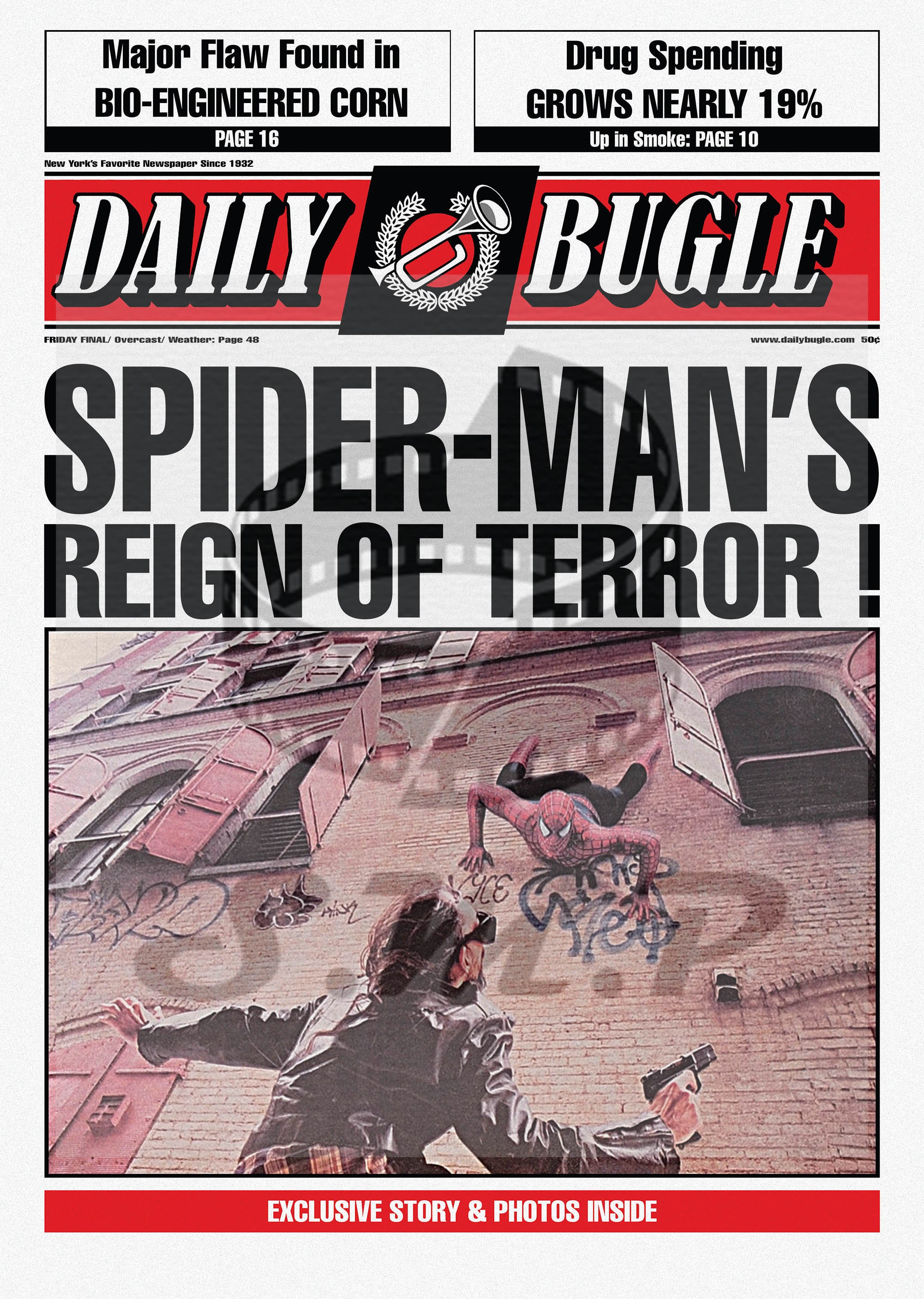 First Page Daily Bugle Spider Man reign of Terror - Etsy