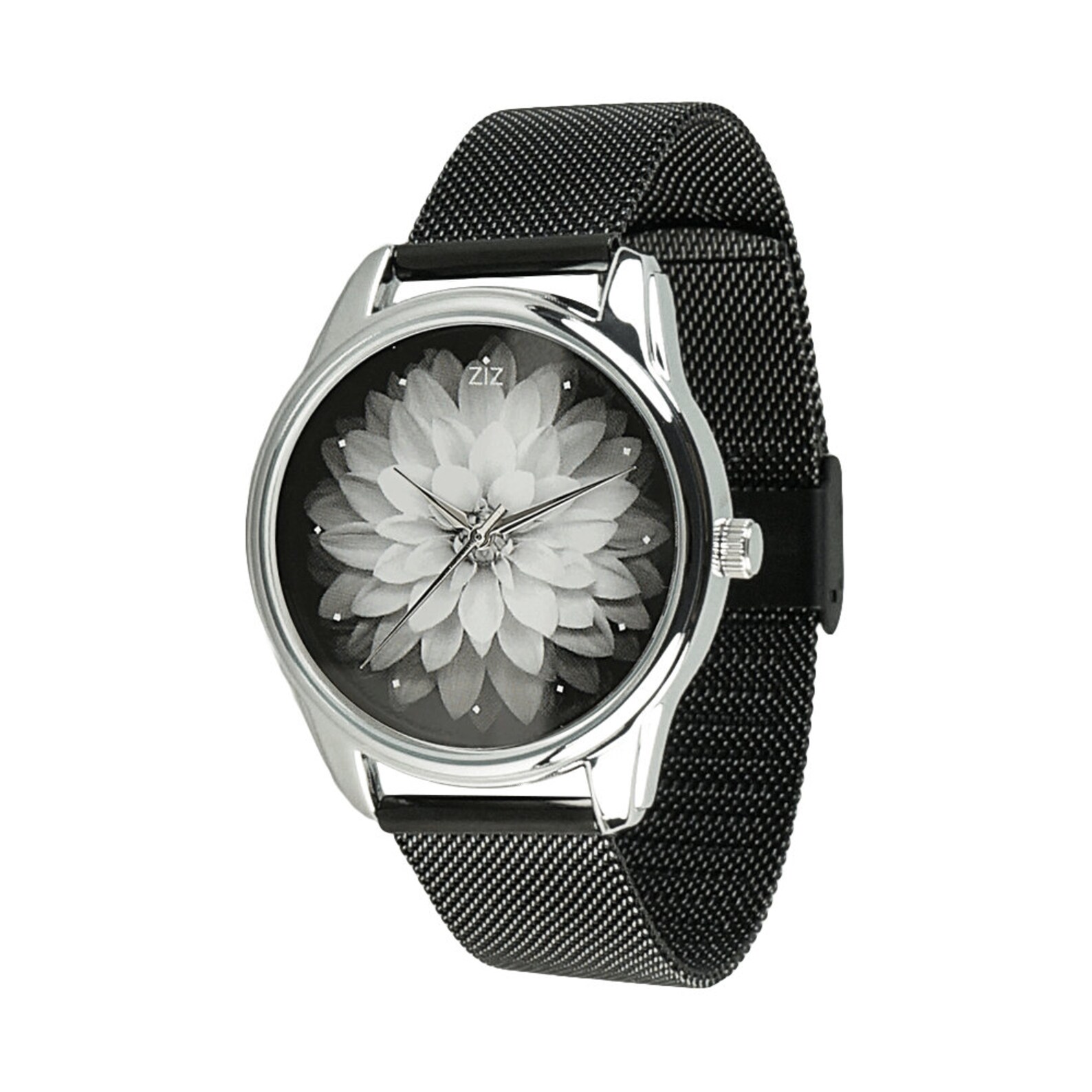 Black Metal Watch Ladies Floral Watch Women Watches Women Wrist Watch ...