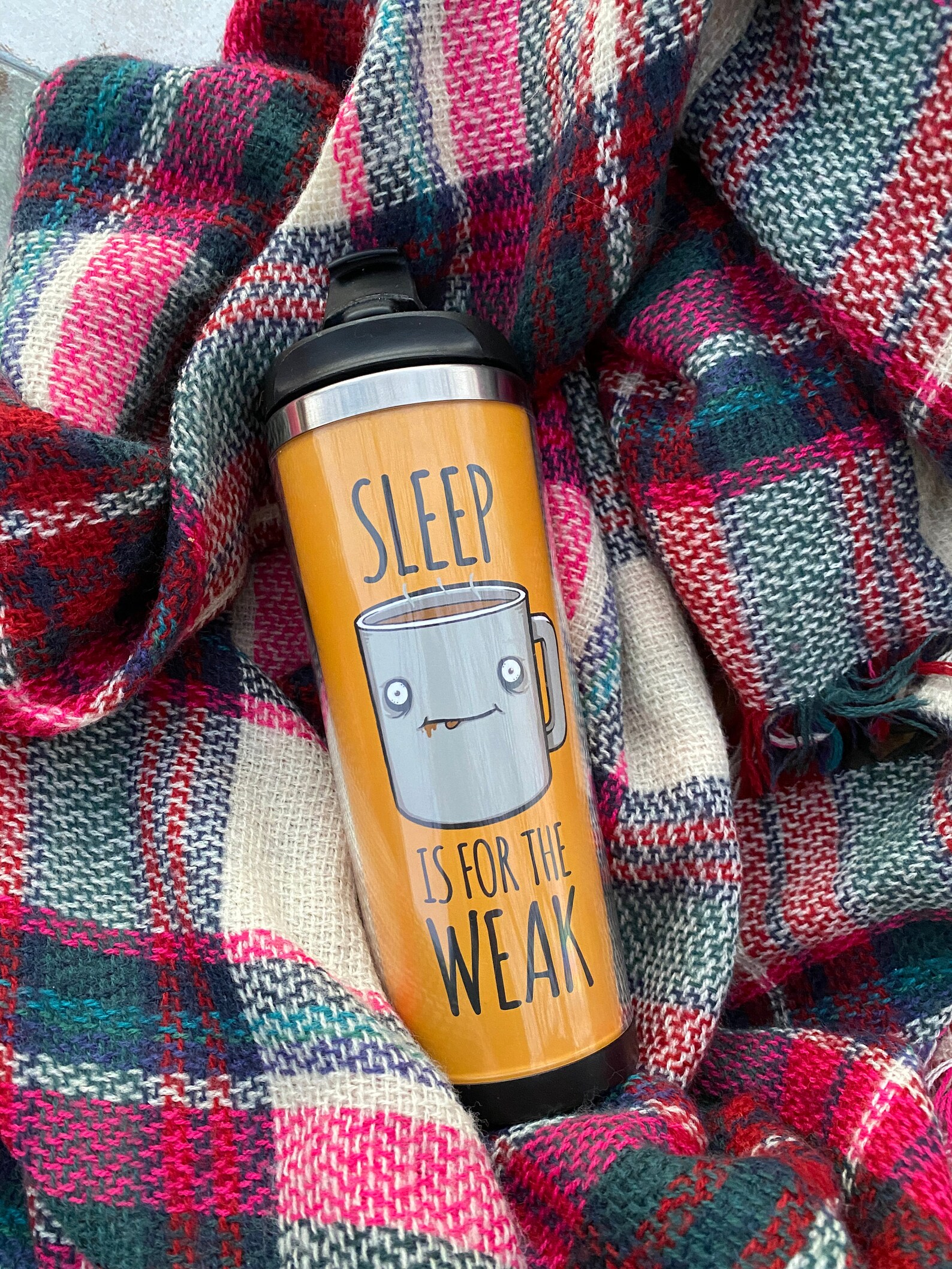 Custom Travel Mug Sleep is for Weak. Stainless Travel Mug. Steel Travel ...