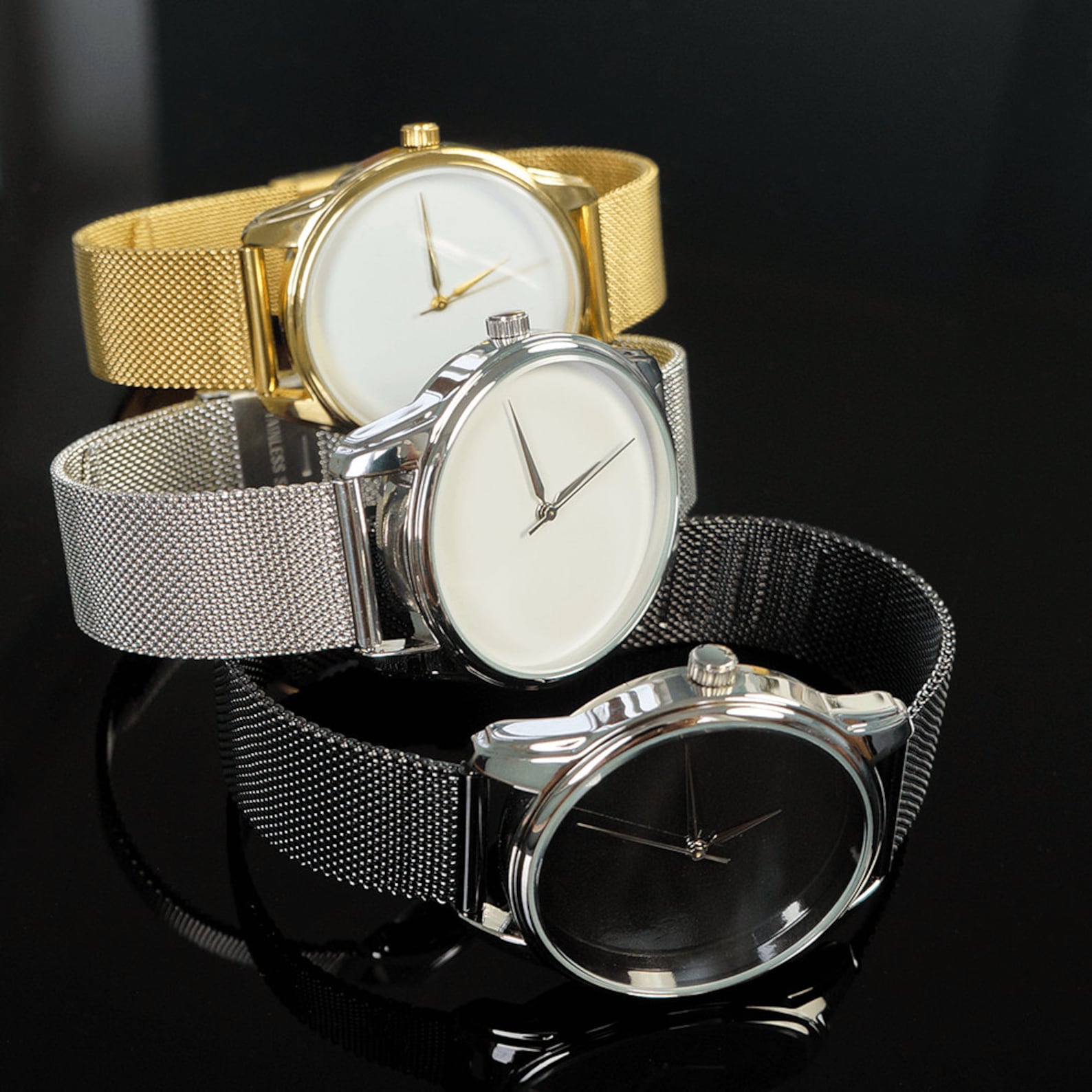 Black Metal Watch Ladies Floral Watch Women Watches Women Wrist Watch ...