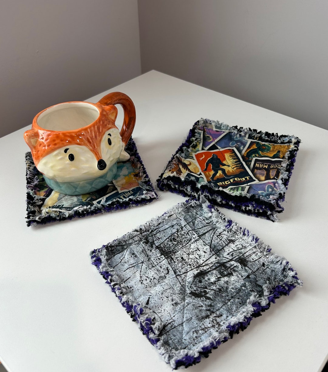 Set of 4 Rag Quilt Cryptid Mug Rugs - Etsy