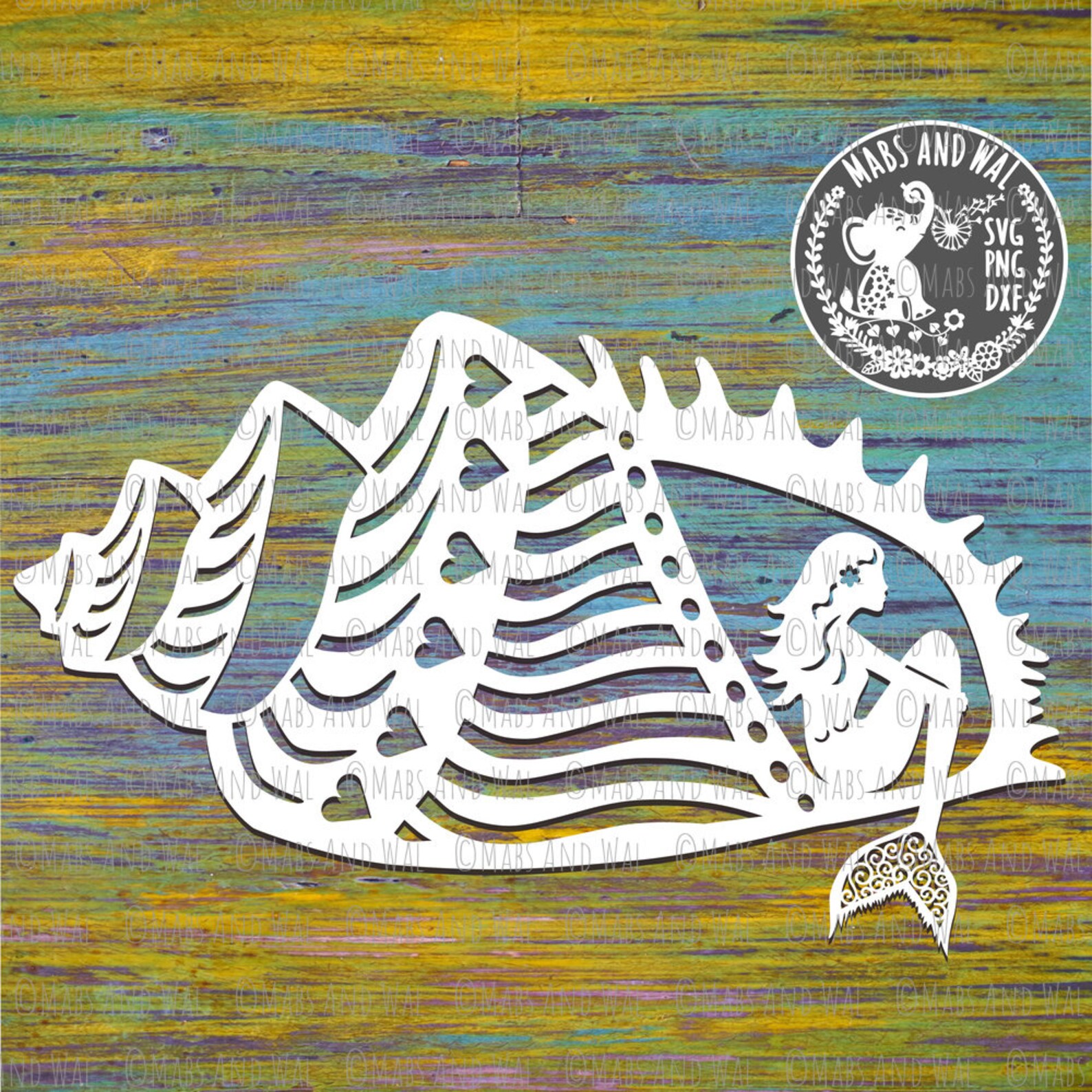 Mermaid in Shell SVG PNG DXF Digital Cutting File/mermaid - Etsy