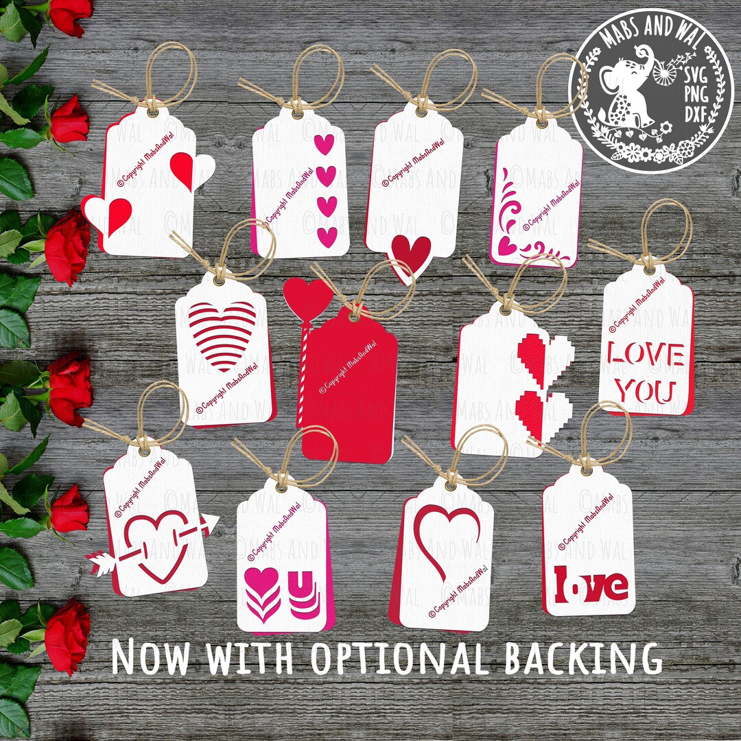 Valentine Gift Tags SVG PNG DXF Digital Cutting File/valentine's Day ...