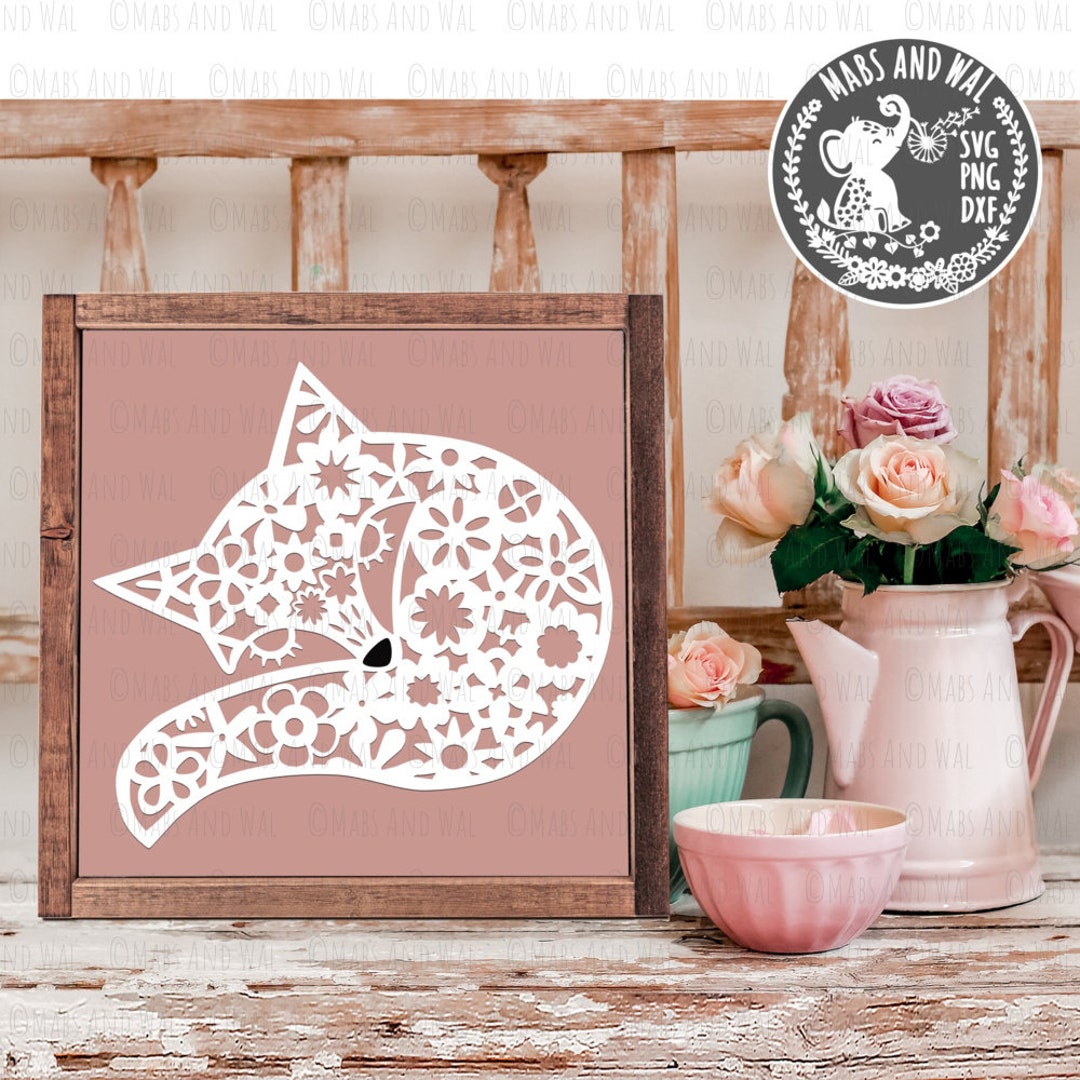 Floral Fox SVG PNG DXF Digital Cutting File/flowery Fox/flowers Svg ...