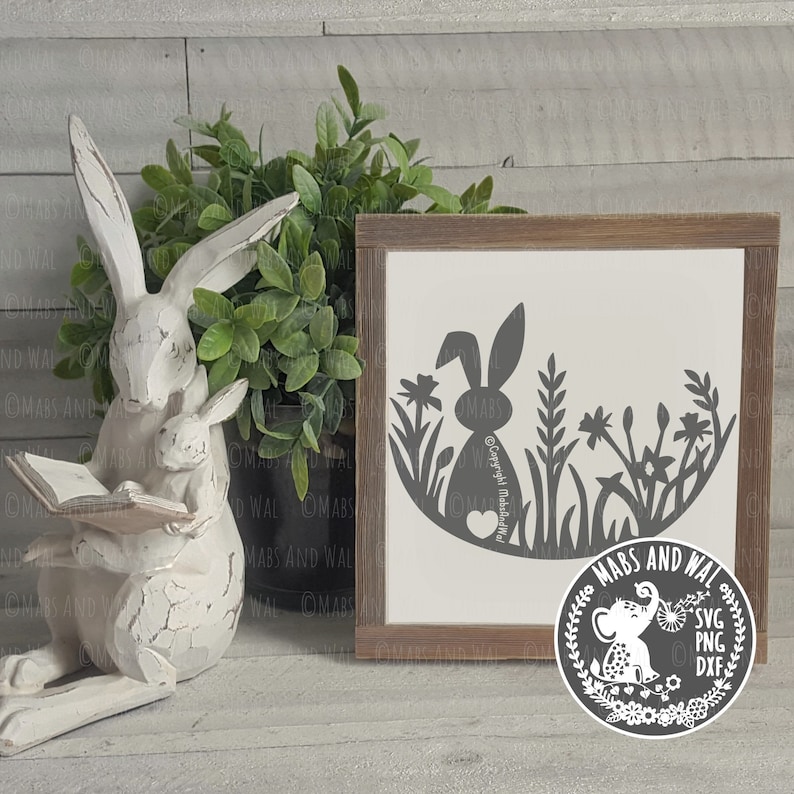 Rabbit in Meadow SVG PNG DXF Digital Cutting File/rabbit | Etsy