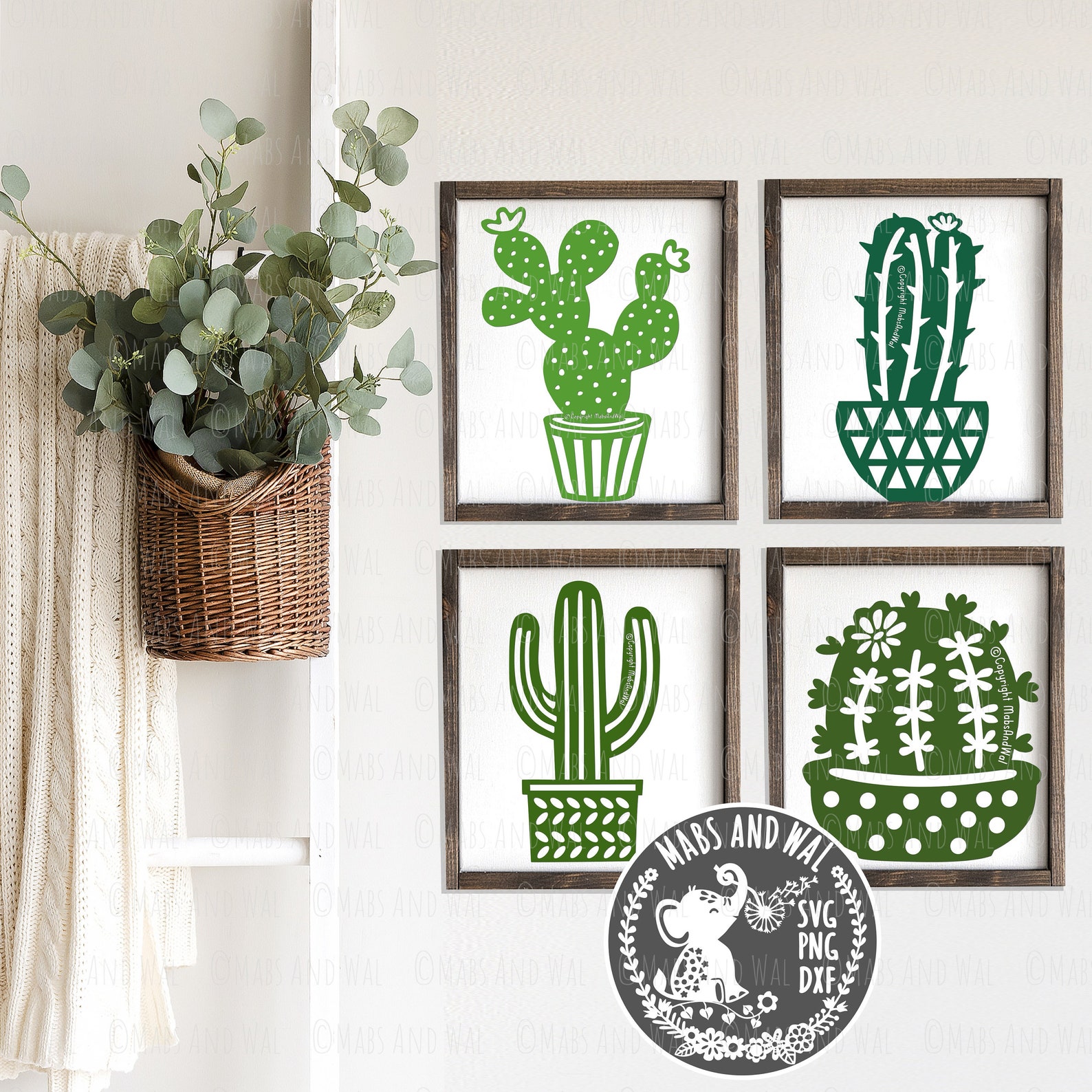 Cactus Set SVG PNG DXF Digital Cutting File/cactus Svg/cacti/houseplant ...