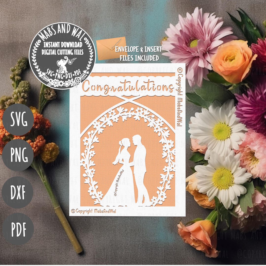 Congratulations Wedding Card SVG PNG DXF Pdf Digital Cutting File ...