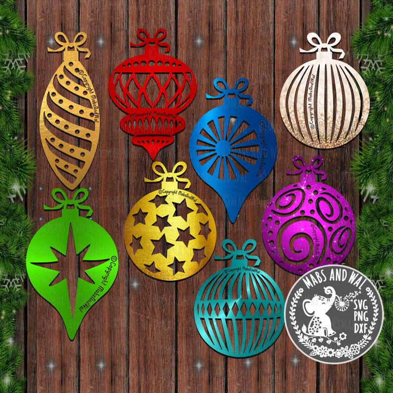 Christmas Baubles Ornaments SVG PNG DXF Digital Cutting | Etsy