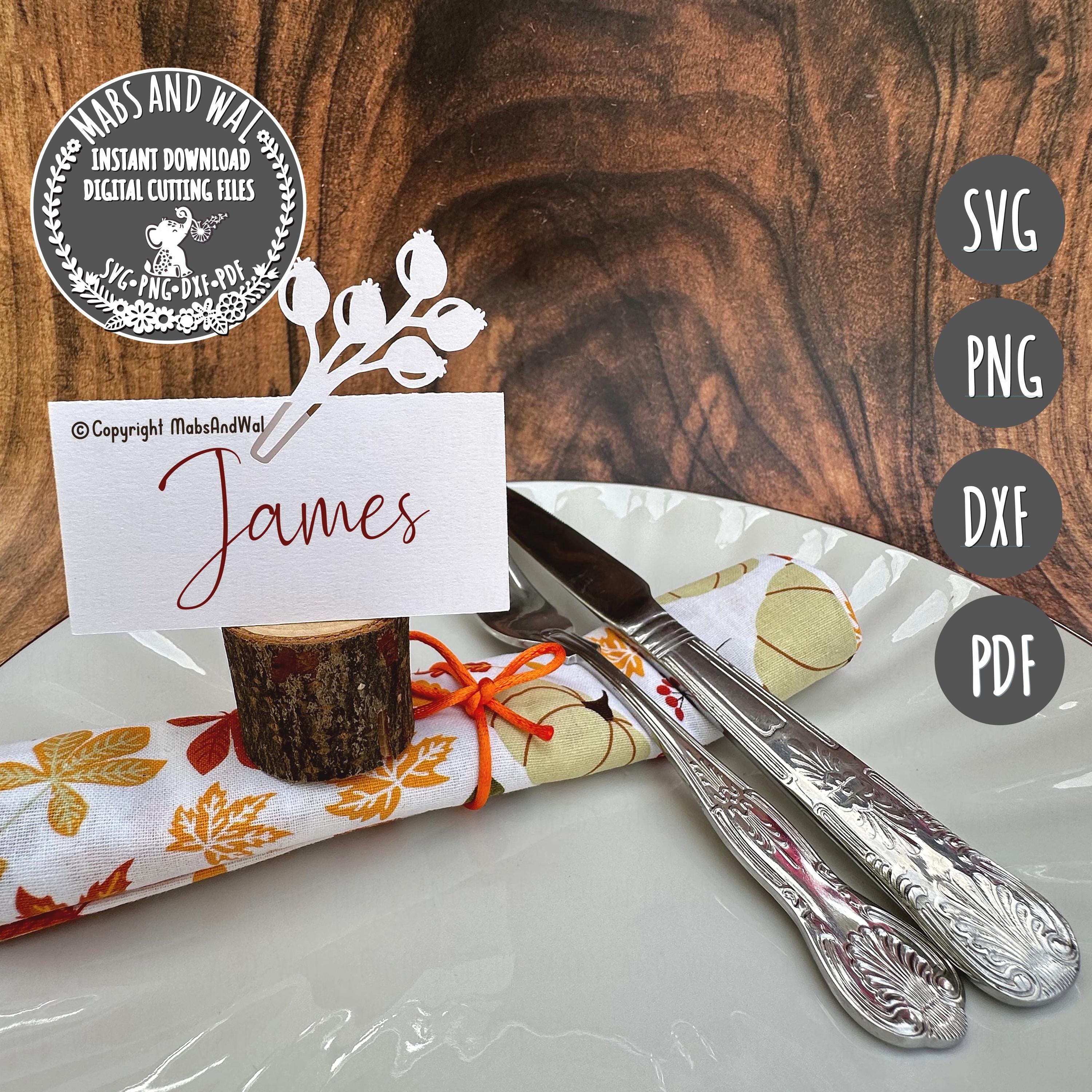 Fall Autumn Name Place Cards SVG PNG DXF Pdf Digital Cutting File/fall ...