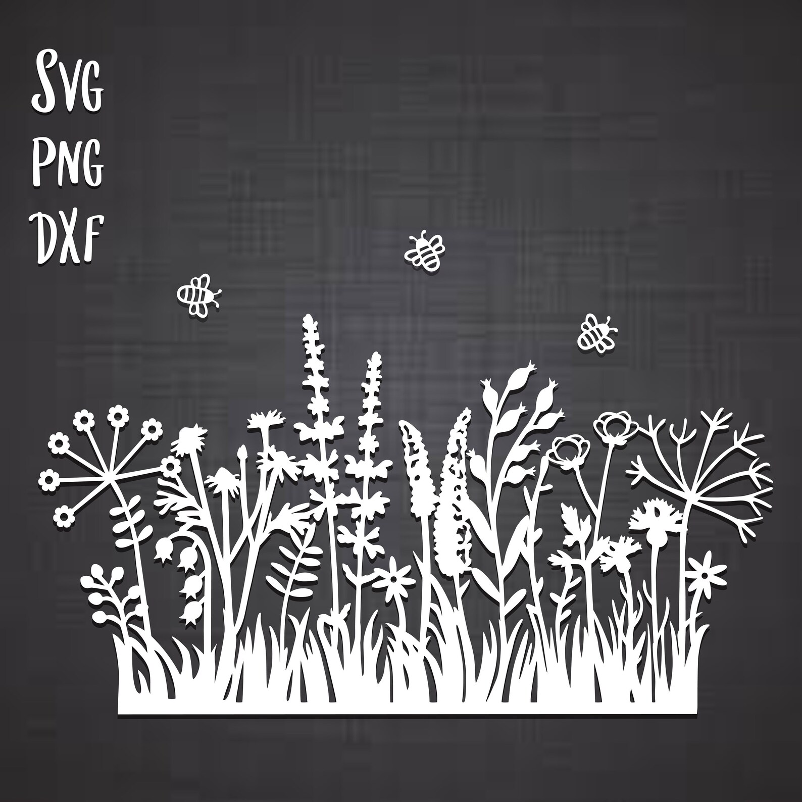 Flower meadow 2 SVG PNG DXF digital cutting file/meadow of | Etsy