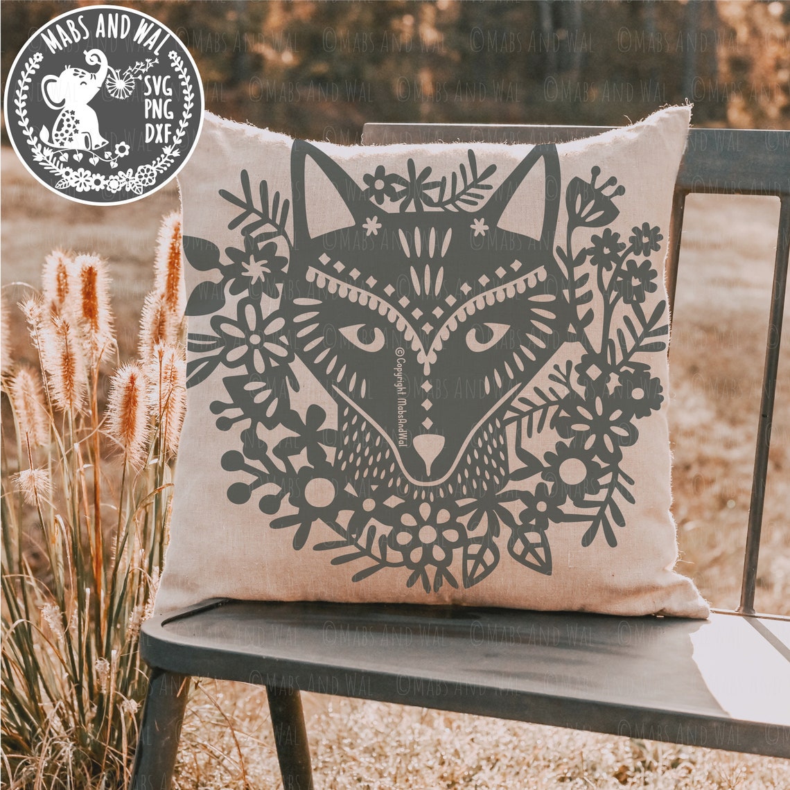 Fox Floral Wreath SVG PNG DXF Digital Cutting File/folk Art Fox Svg/fox ...