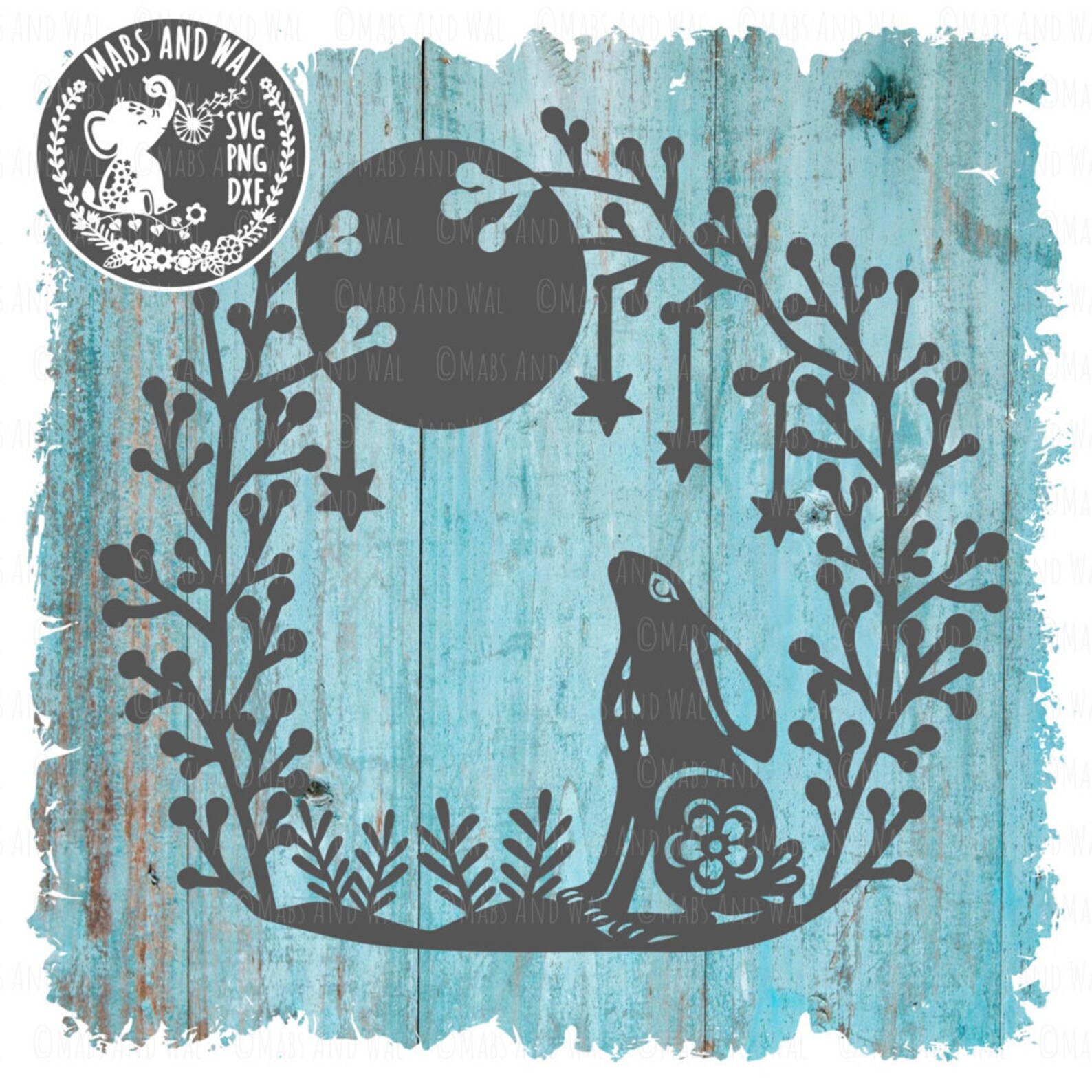 Hare moon gazing SVG PNG DXF digital cutting file/folk style | Etsy