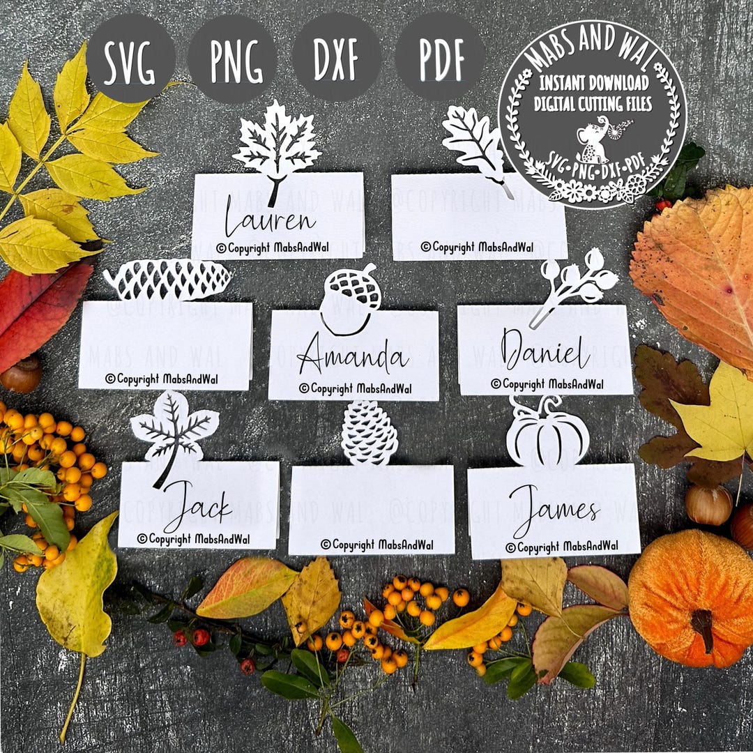 Fall Autumn Name Place Cards SVG PNG DXF Pdf Digital Cutting File/fall ...