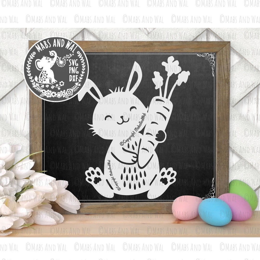 Rabbit and Carrot SVG PNG DXF Digital Cutting File/easter Bunny Svg ...