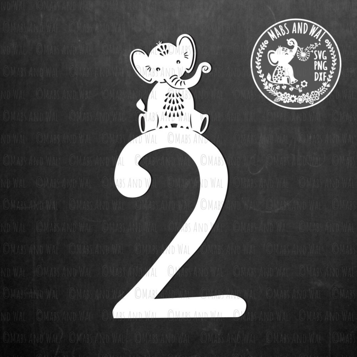 Elefante número 2 SVG PNG DXF archivo de corte digital / - Etsy España