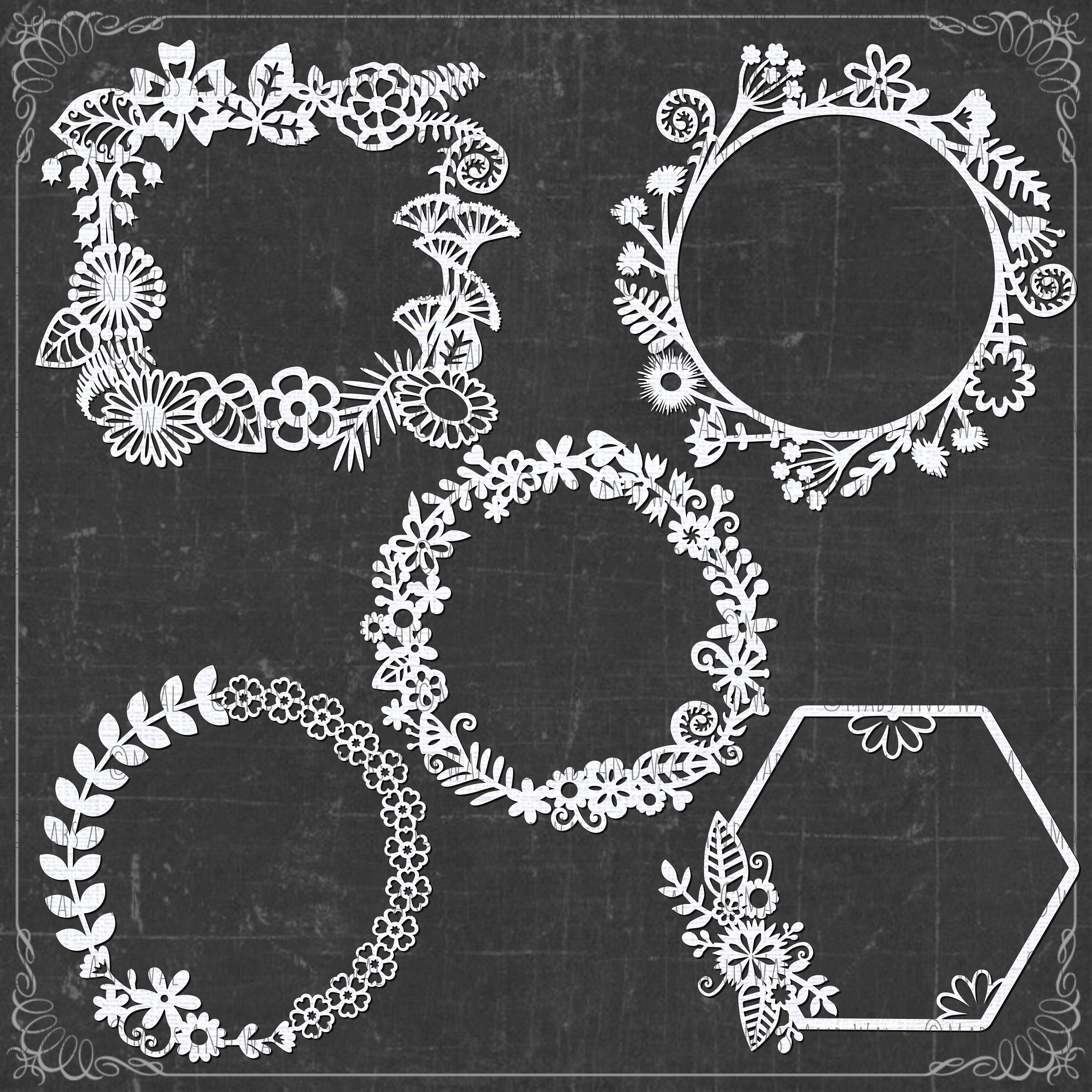 Paquete de marcos de flores SVG PNG DXF archivo de corte - Etsy México