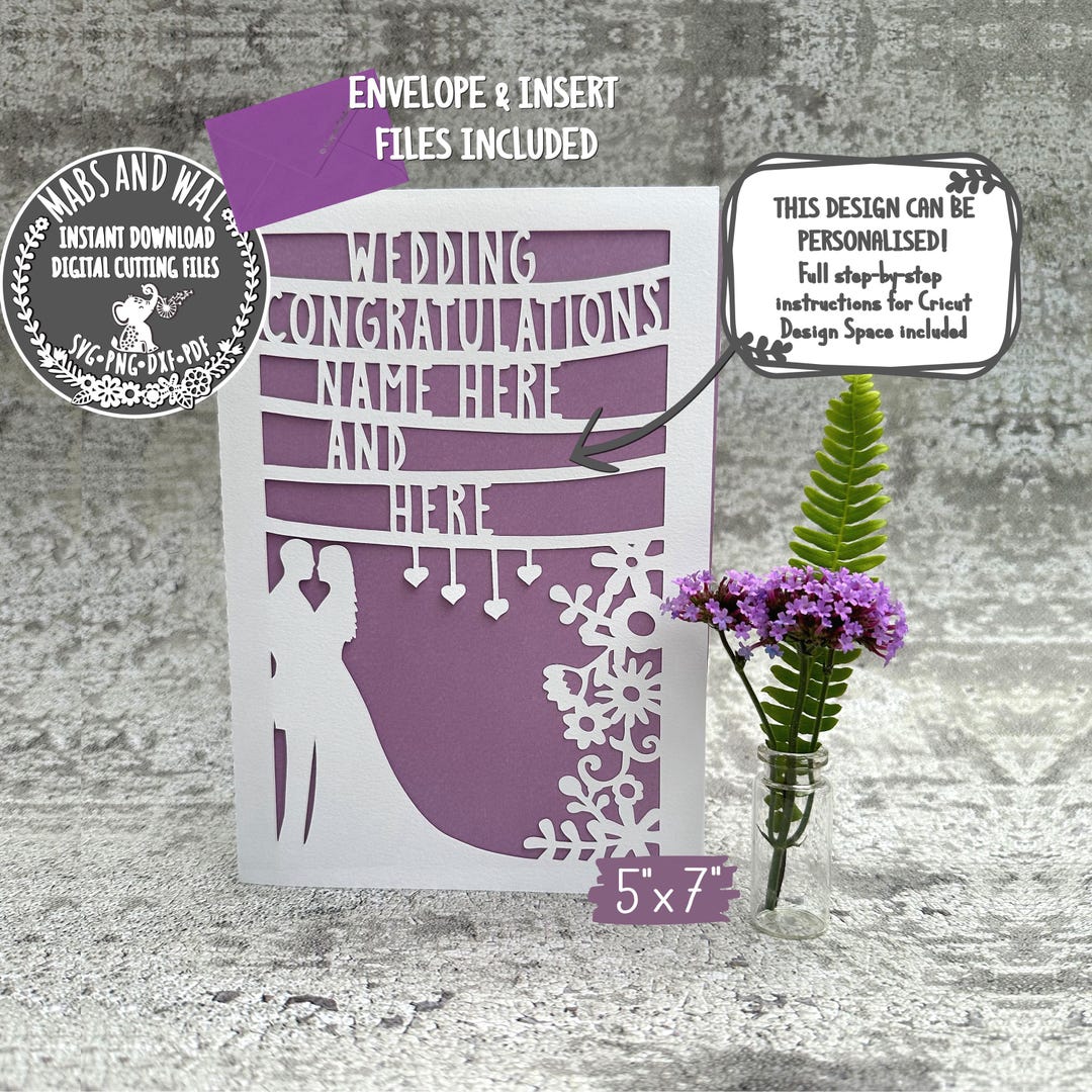 Wedding Congratulations Personalised Card SVG PNG DXF Pdf Digital ...
