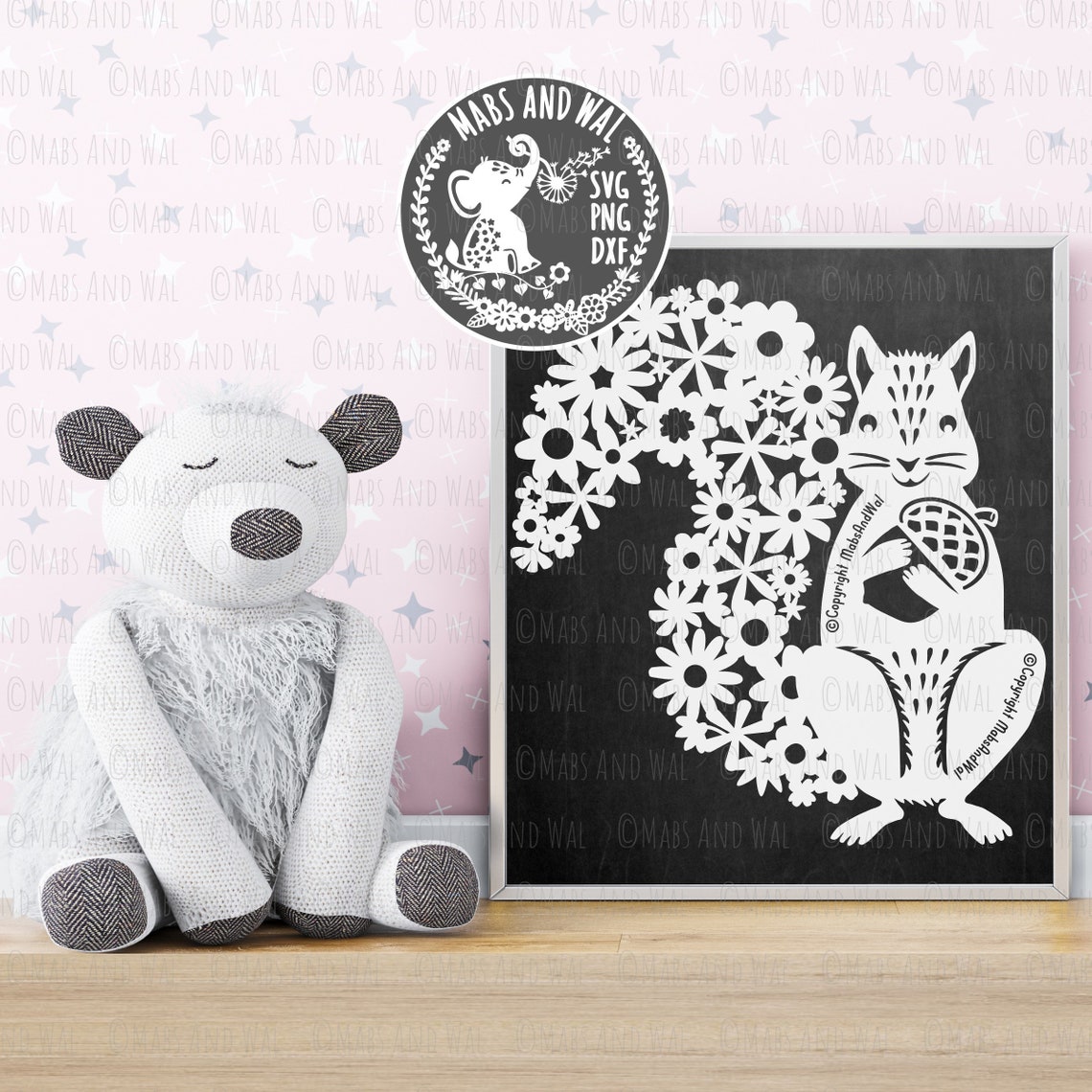 Squirrel Acorn SVG PNG DXF Digital Cutting File/folk Style | Etsy