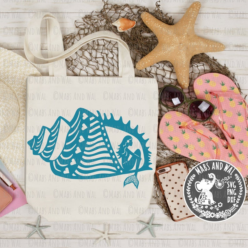 Mermaid in Shell SVG PNG DXF Digital Cutting File/mermaid - Etsy
